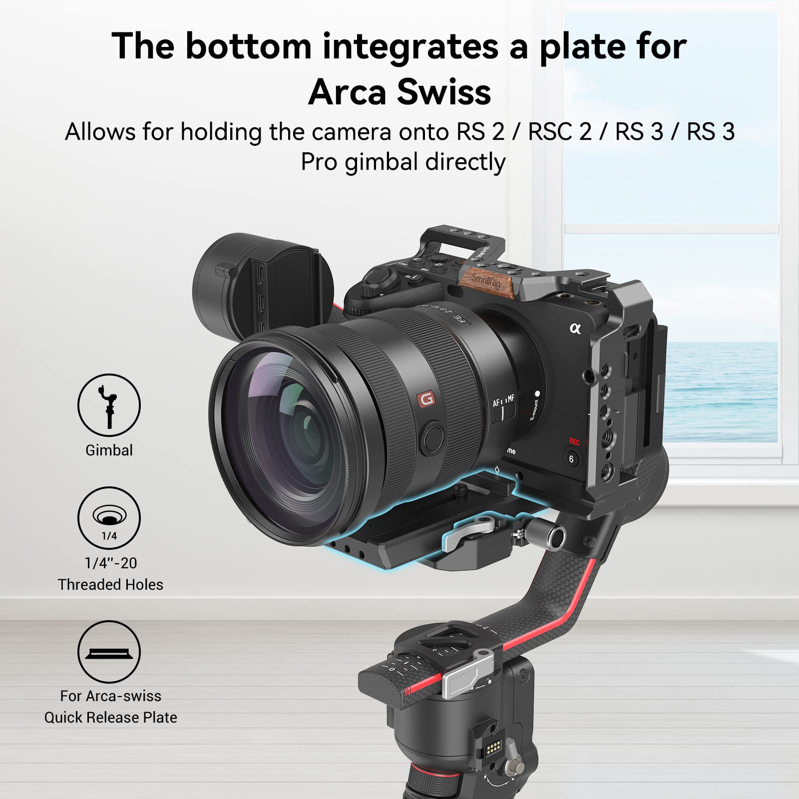 SMALLRIG Full Camera Cage for Sony FX3 (ILME-FX3) / FX30 with Cable Clamp for HDMI, Cold Shoe & NATO Rail - 3277