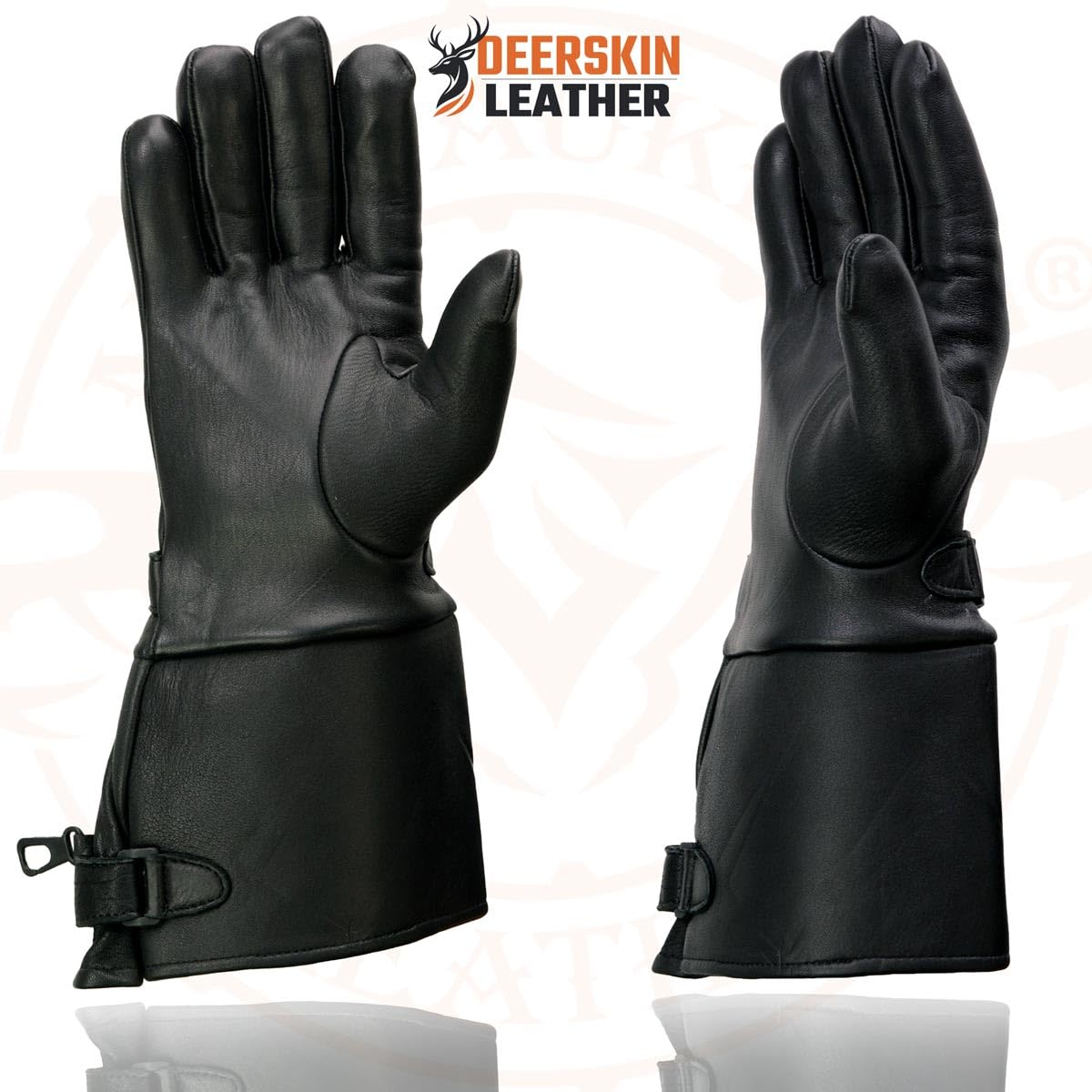 Milwaukee Leather Men's Gauntlet Motorcycle Hand Gloves- Deerskin Long Cuff with Snap Closure Thermal Lined-SH857 - Large