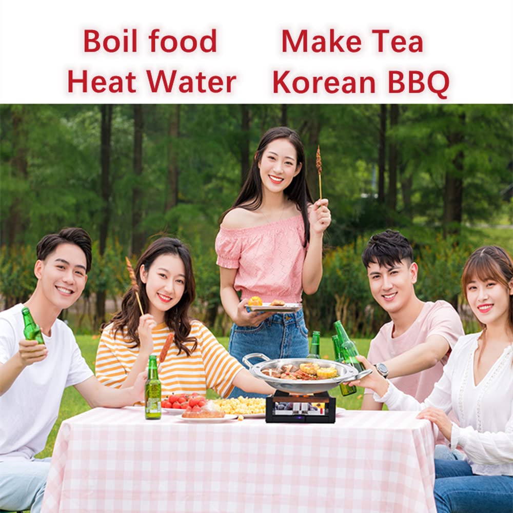 Portable Dual Burner Alcohol Stove Alcohol Heater Burner with Glass Kettle for Tea Coffee Maker Outdoor Backpacking Picnic Camping Hiking Korean BBQ