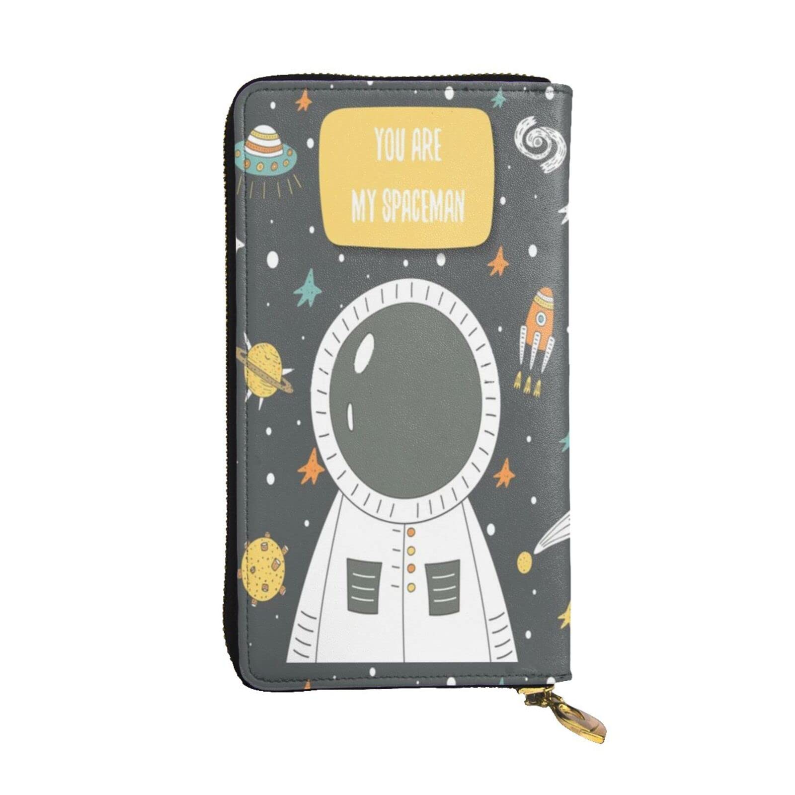 Women Zip Around Long Purse You are My Spaceman Galaxy UFO Gift Credit Card Holder Wallet