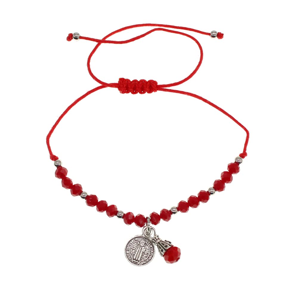 Saint Benedict Red Bracelet With Little Shine Red Beads Pulsera Roja De San Benito Con Piedritas Rojas