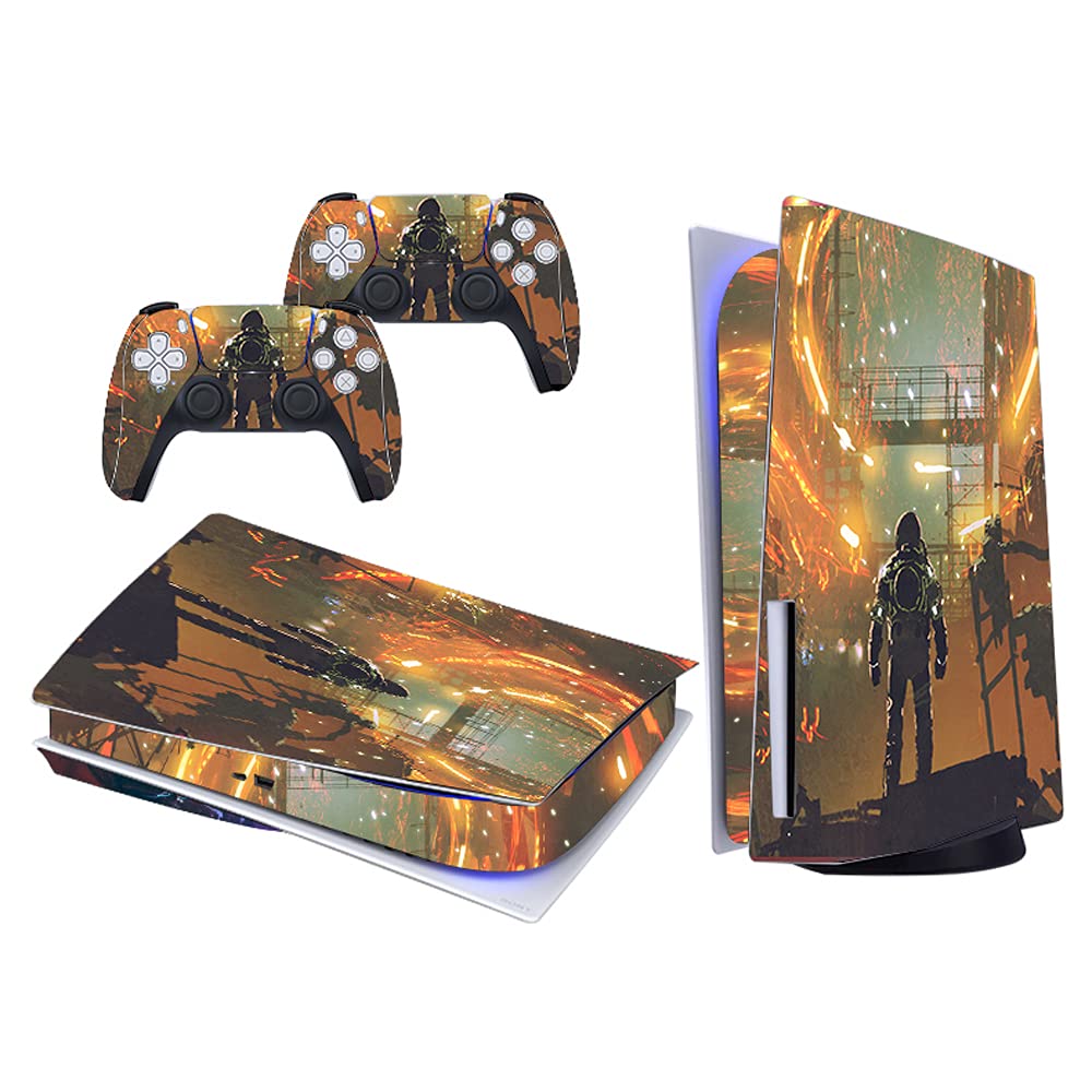 PS5 Skin for Console and Controller, Vinyl Sticker Decal Cover for Playstation 5, Whole Body Skin Protector Durable, Scratch Resistant, Compatible with Playstation 5 Disk Edition (Lost Astronauts)