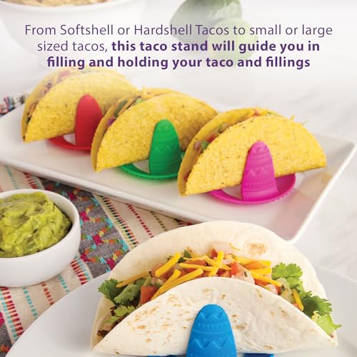 Talisman Designs Sombrero Taco Holders - Set of 4, Hold & Fill Small or Large Tacos | Crunch & Soft