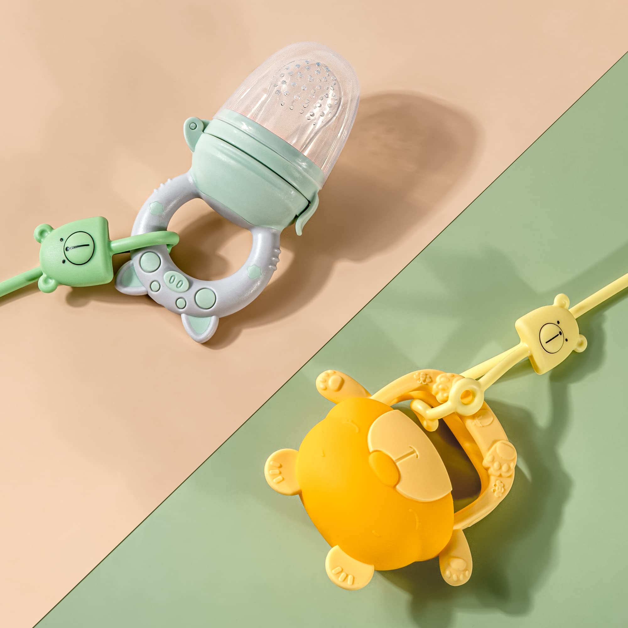 Yeivzwba Toy Safety Straps 4PK,Stretchable Silicone Pacifier Clips Teething Ring Pacifier Holder Baby Teether Bottle Harness Straps for Strollers,Hanging Baskets,Cribs(4 Color-Pacifier Clips)