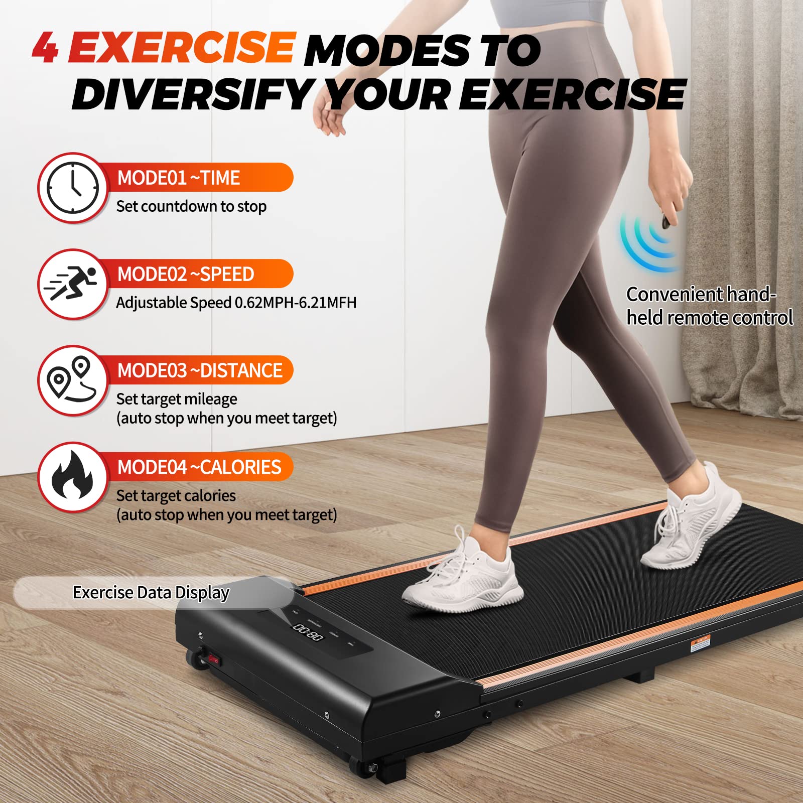 Walking Pad Advzon Under Desk Treadmill 2.0HP Walking Pad Treadmill Under Desk Remote Control with Mobile Phone Holder Free Installation LED Display 2 in 1 DeskTreadmill