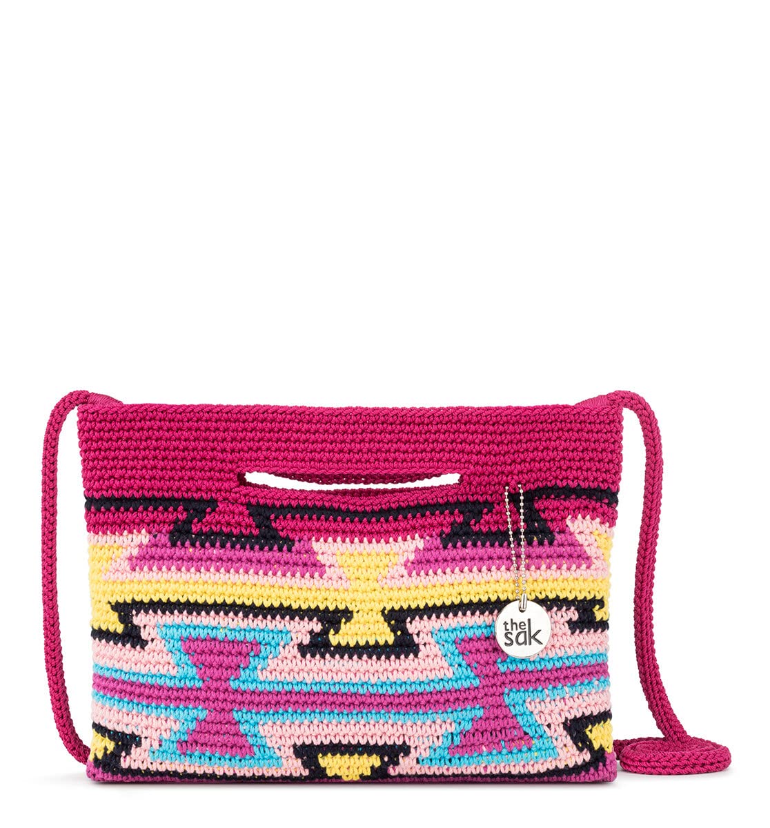 The Sak Linden Convertible Crossbody Bag in Crochet, Adjustable Multi Use Strap, Vernal Stripe