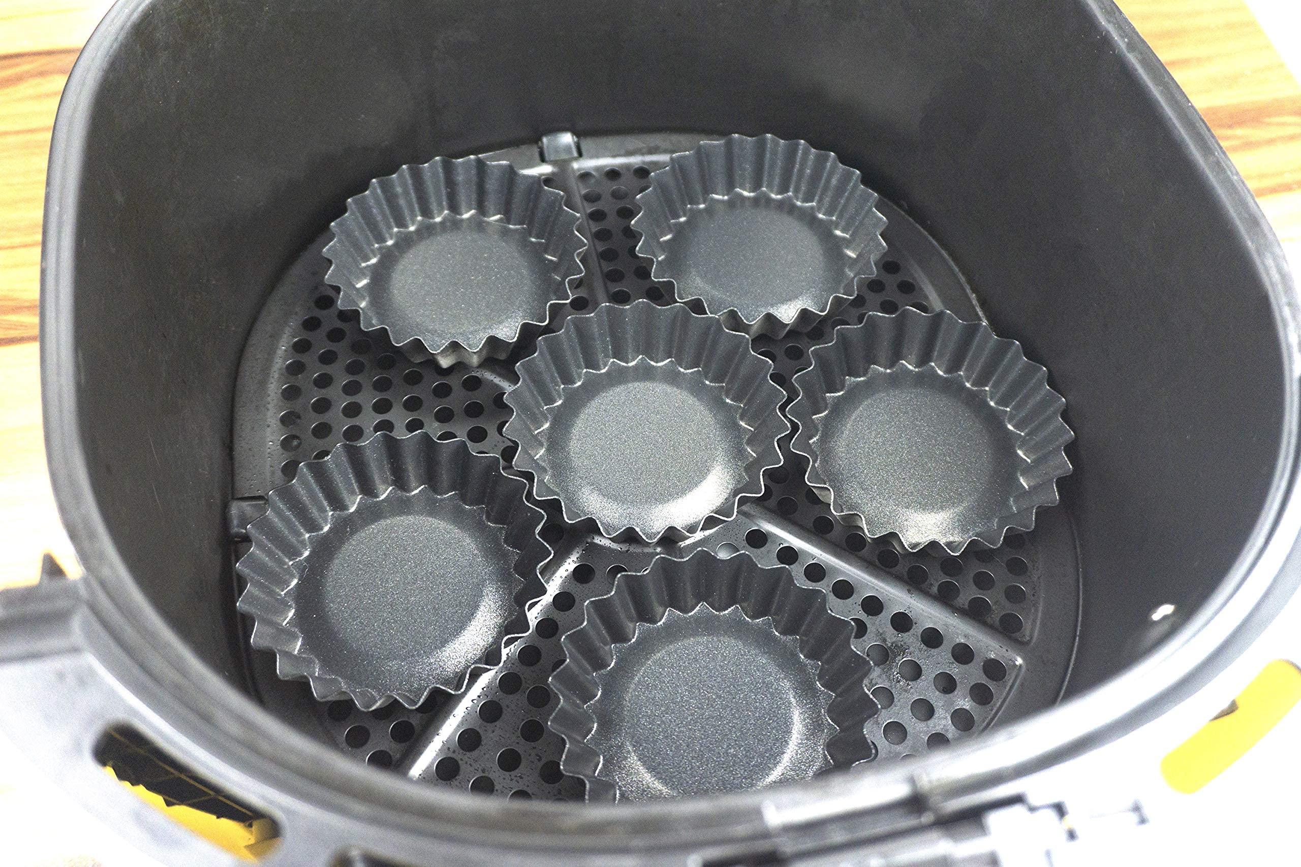 StyleMbro Air Fryer Muffin Pan Single Mini Individual 3.1" Nonstick Teflon Coated for Baking Muffin Donut Tart Cupcake Accessory Aluminum Carbon Steel (Tart, 3)