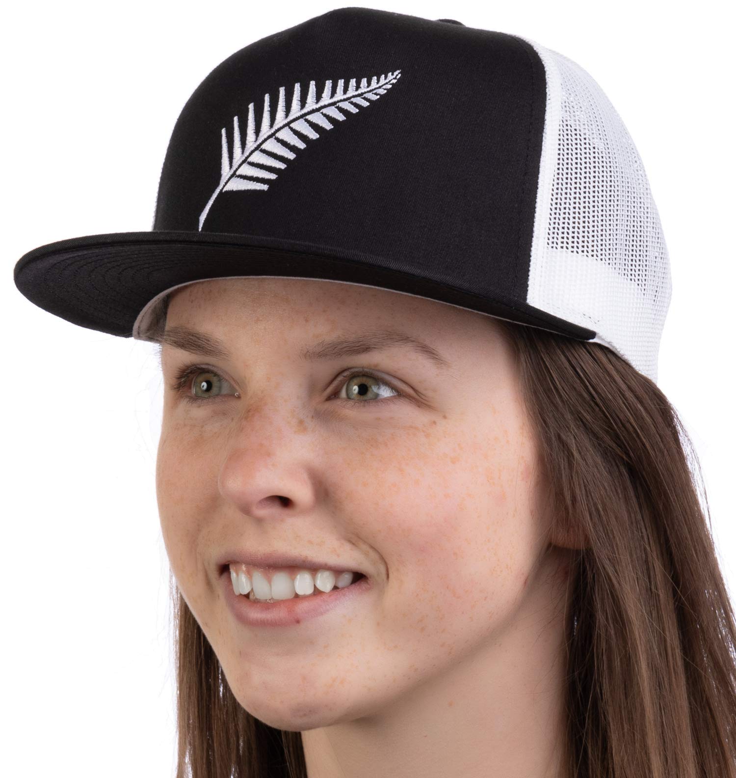 New Zealand Pride | Kiwi Silver Fern Southern Cross Black Baseball Cap Dad Hat-(Trucker, 2 Tone)