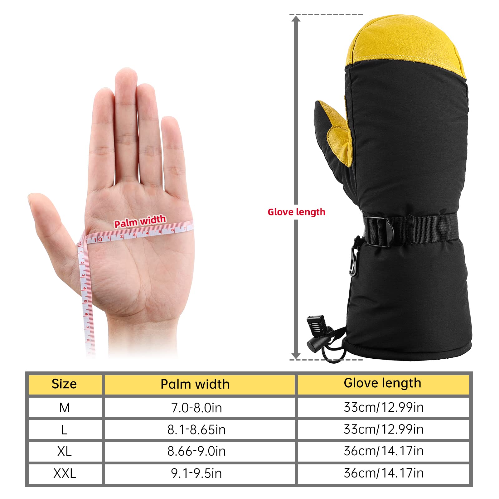 OZERO Winter Ski Gloves Cold Weather Glove Snow Mittens with Thermal Insulation Work Gloves