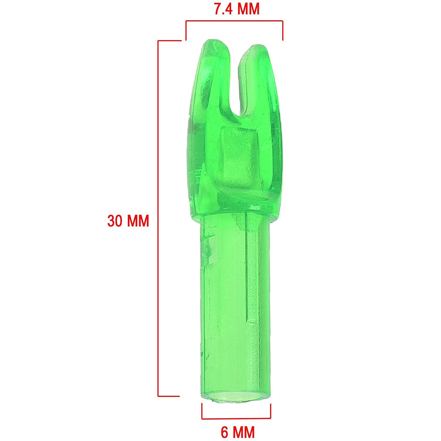 PA 30pcs Archery Green Arrow Nocks Internal fit Shaft ID 6.0mm Plastic Nock Push-in Nock Hunting Use