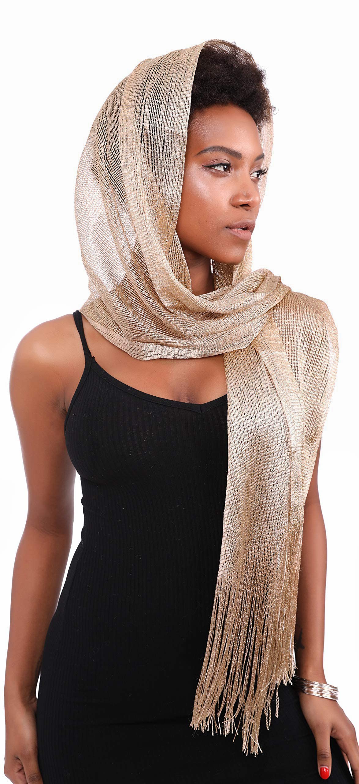 MissShorthair Women's Sparkle Shawls and Wraps for Party Dresses 01 Champagne Gold