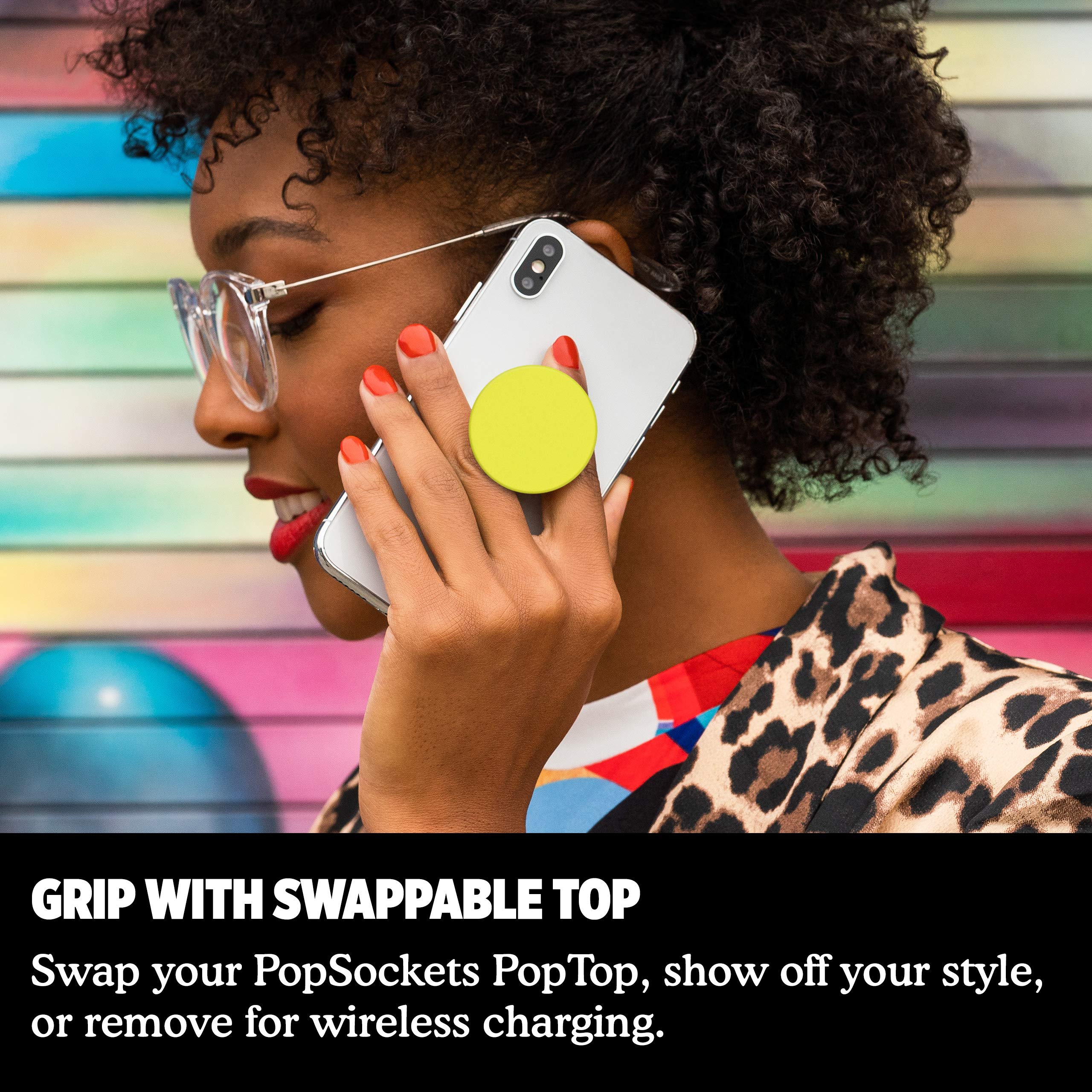 PopSockets Phone Grip with Expanding Kickstand, Solid PopGrip - Neon Yellow