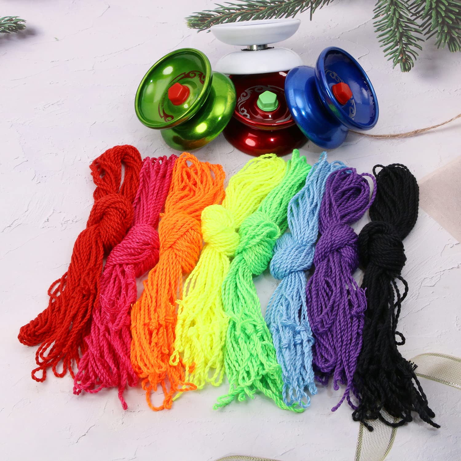 PENTA ANGEL 80 Yoyo String (10 Each - Florescent Lime Green, Yellow, Orange,Blue,Rose,Red,Black and White)