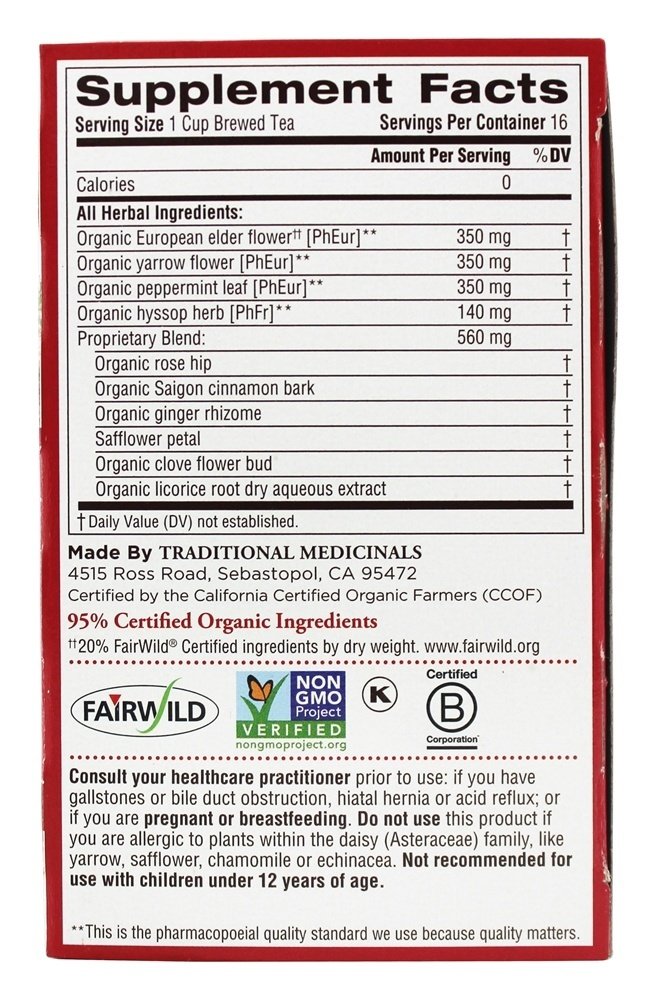 TRADITIONAL MEDICINALS TEAS Gypsy Cold Care Tea 16 Bag