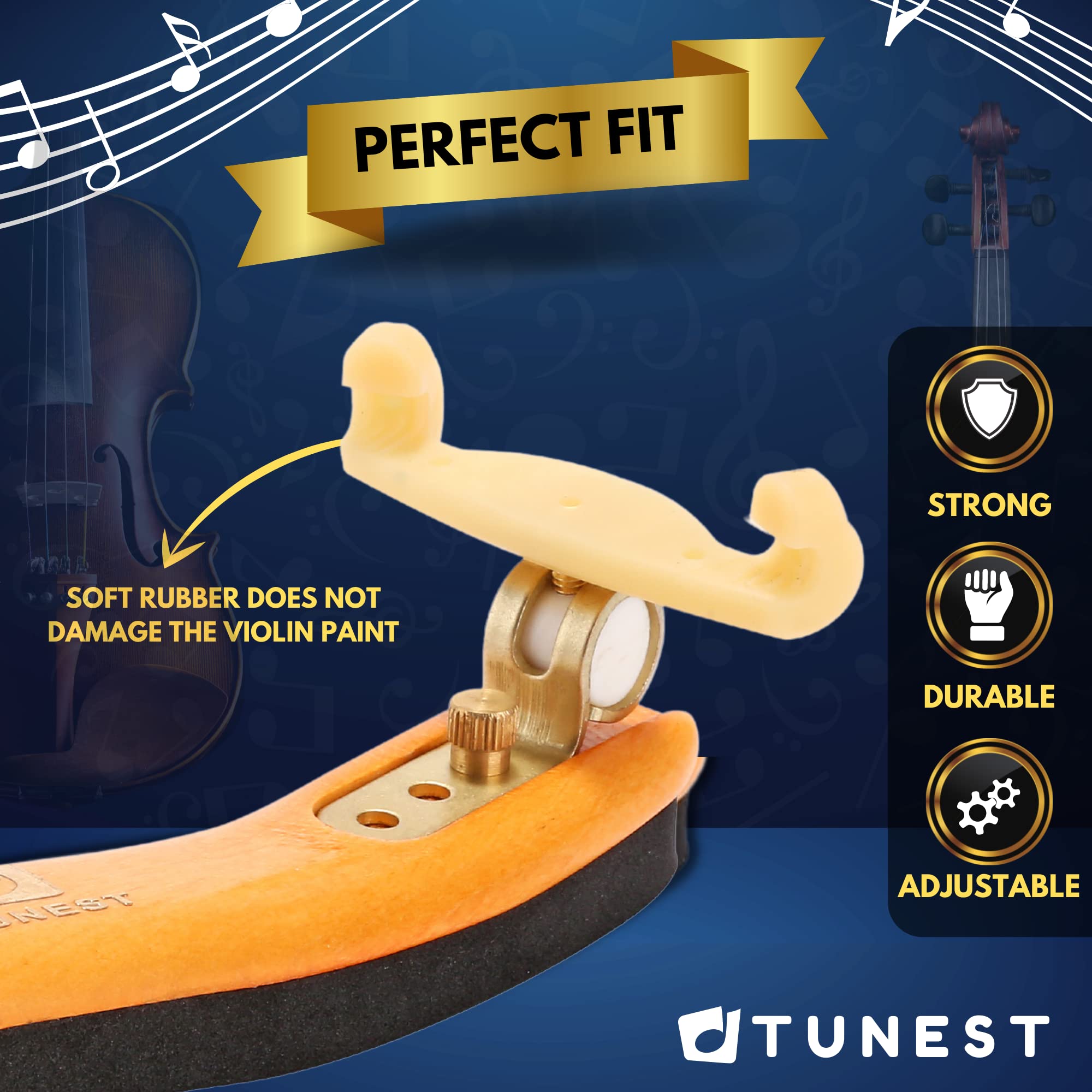 TUNEST 1/2-1/4 Size Violin Shoulder Rest - Solidwood Viola Shoulder Rest with Collapsible and Height Adjustable Feet with Thick Padded Foam for Firm Hold (1/2-1/4)