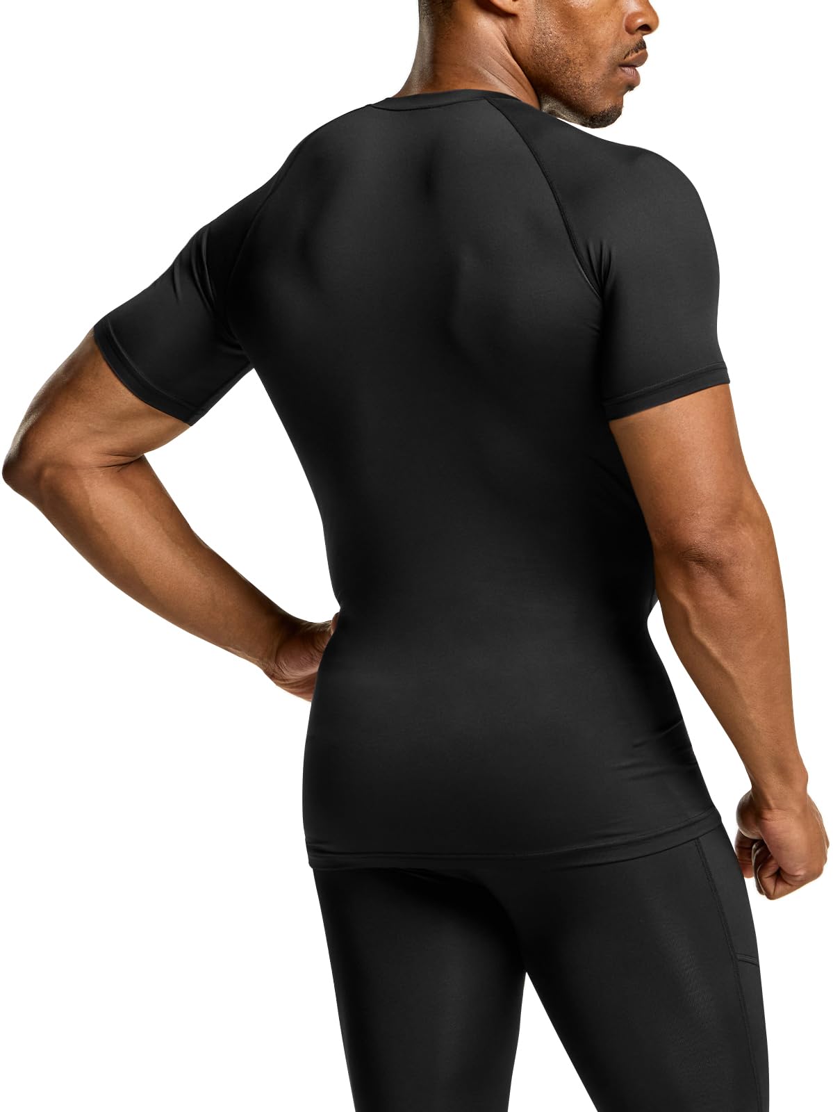 TSLA Men's Tactical Cool Dry Short Sleeve Compression Shirts, Athletic Workout Shirt, Active Outdoor Base Layer T-Shirts, V Neck Shirt Navy, Medium