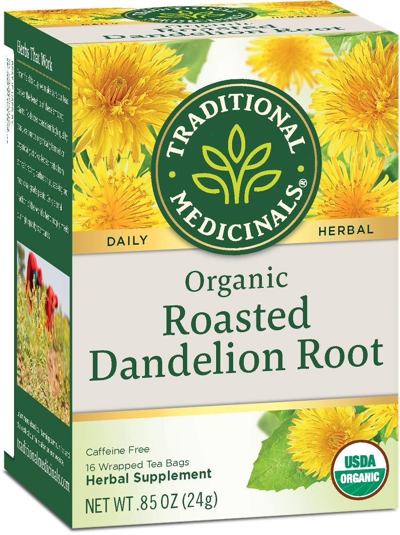 Traditional Medicinals Organic Roasted Dandelion Root Herbal Tea, Supports Healthy Digestion, (Pack of 1) - 16 Tea Bags