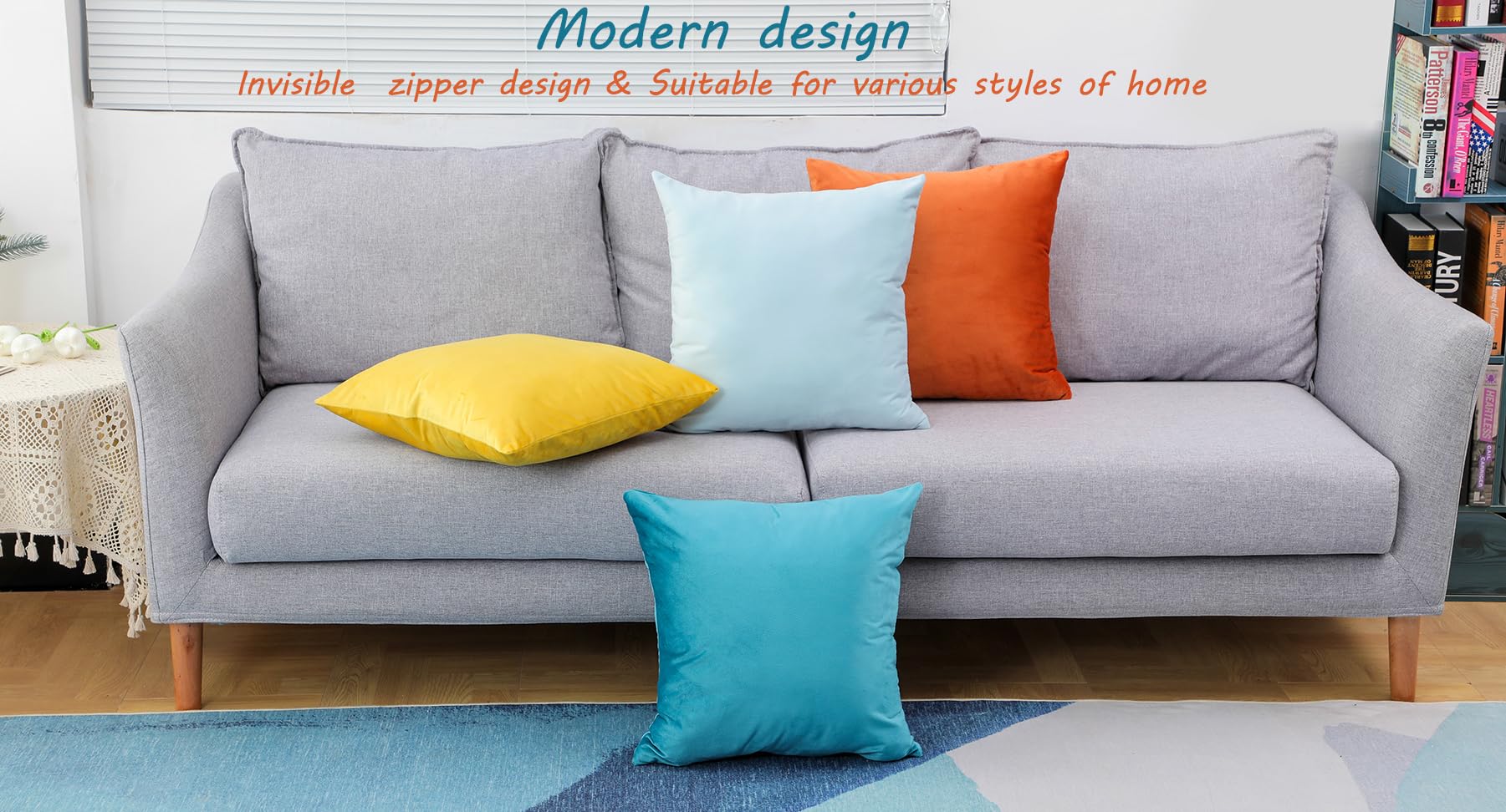 Mercijzyasang 4PCS Velvet Throw Pillow Covers 18x18 Decorative Solid Velvet Soft Square Pillow Cover Couch Pillow Case Pillowcase for Sofa Patio Cushions Living Room Bed Bedding, Orange mix4