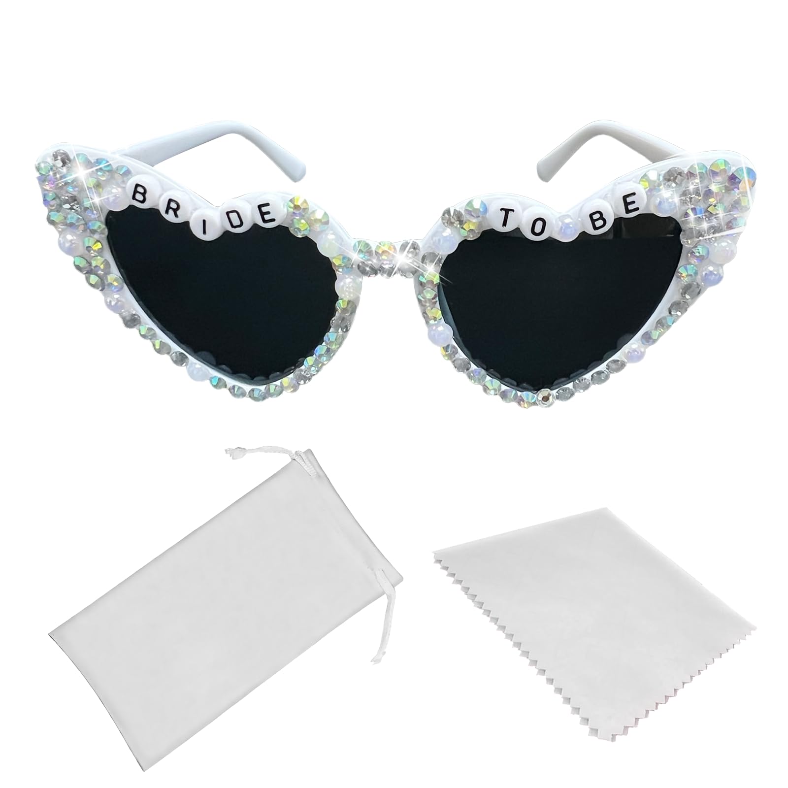 ZEBSF Bride Sunglasses for Bachelorette Party - White Heart Bachelorette Sunglasses for Bachelorette Party Favors Bride to Be Gifts Bachelorette Accessories Decor