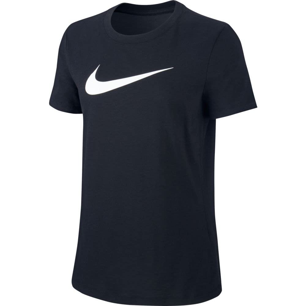 Nike Women's Dry Tee Drifit Crew, Black/Black/Heather/(White), Large