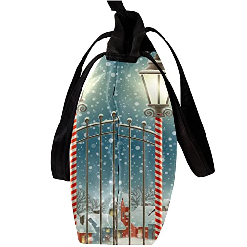 Women's Large Size Canvas Shoulder Bag Hobo Crossbody Handbag Casual Tote, Christmas Snow Night Elk