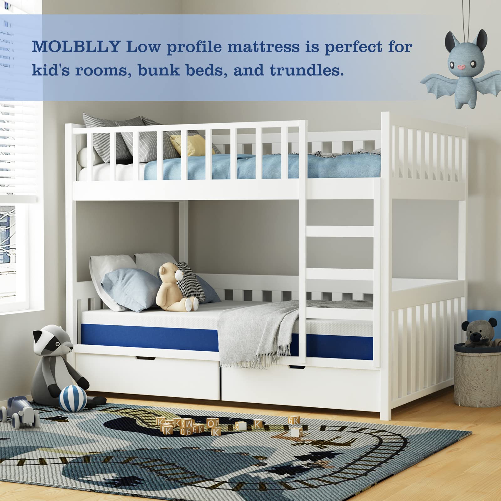Molblly Queen Mattress, 12 inch Gel Memory Foam Mattress with CertiPUR-US Bed Mattress in a Box for Sleep Cooler & Pressure Relief, Queen Size