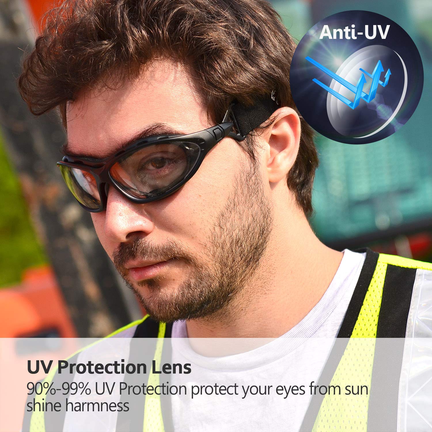 SAFEYEAR Anti Fog Safety Glasses- SG002 Clear Scratch Resistant Work Glasses No-Slip Safety Goggles Lab Grinding Chemistry