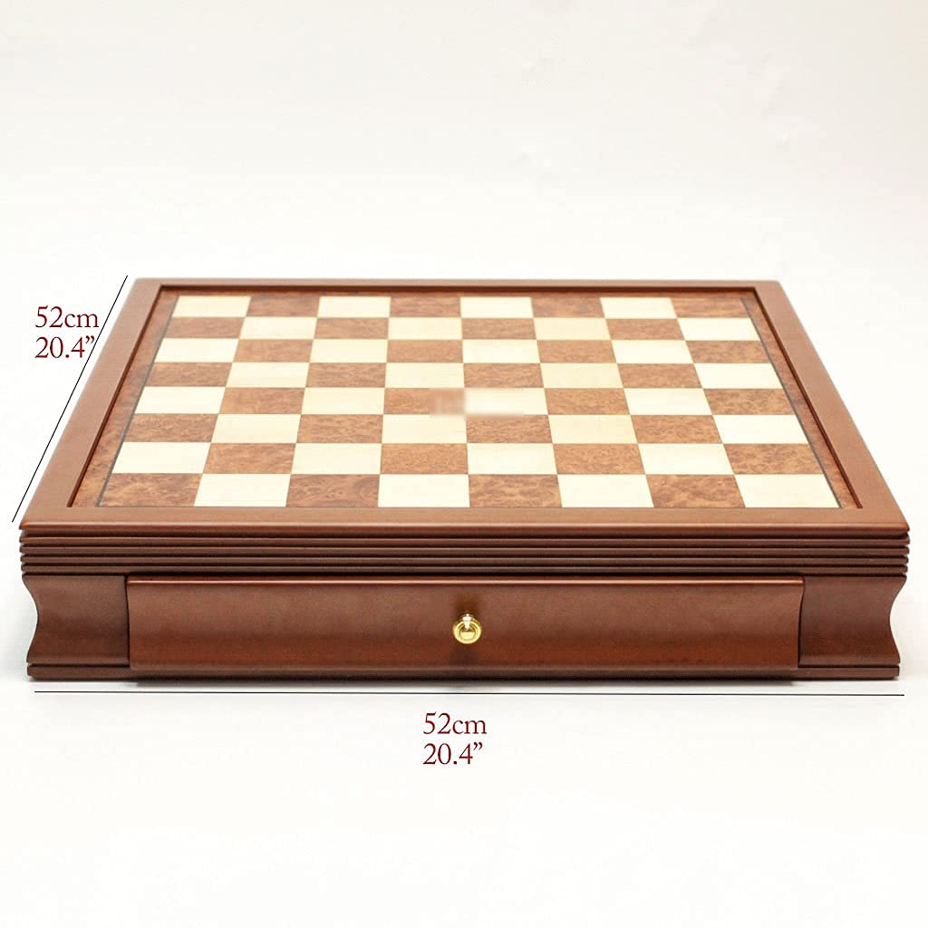 Wooden Chess Box Chess Board Chess Piece Storage Box with Drawer 16 Slot Built-in Storage Compartment for Chess Set Game Chess Set (Large Chess Box)