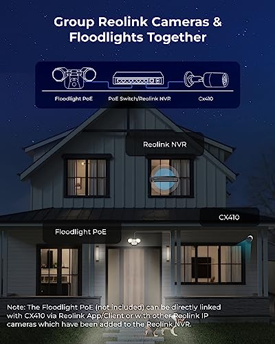 REOLINK CX410 2K PoE Security Camera Outdoor with F1.0 Aperture, True Color Night Vision, 1/1.8" Image Sensor, Adjustable Warm Light, Human/Vehicle/Pet Detection, Built-in Siren, 2-Way Talk