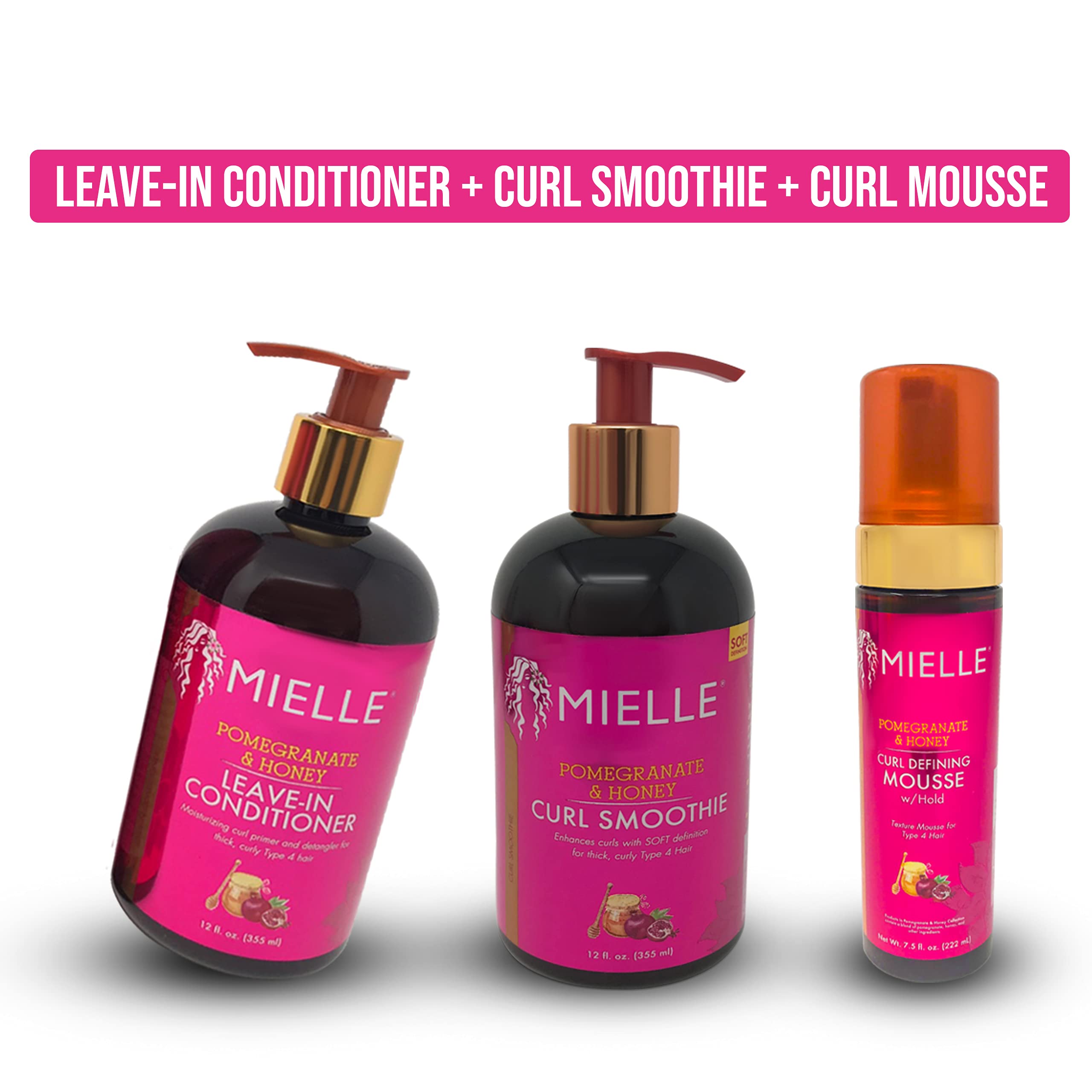 Mielle’s Pomegranate and Honey Leave In Conditioner,Curl Smoothie,Curl Mossue Combo,Provides long-lasting Moisture,Specially Formulated for Thick,Curly Hair