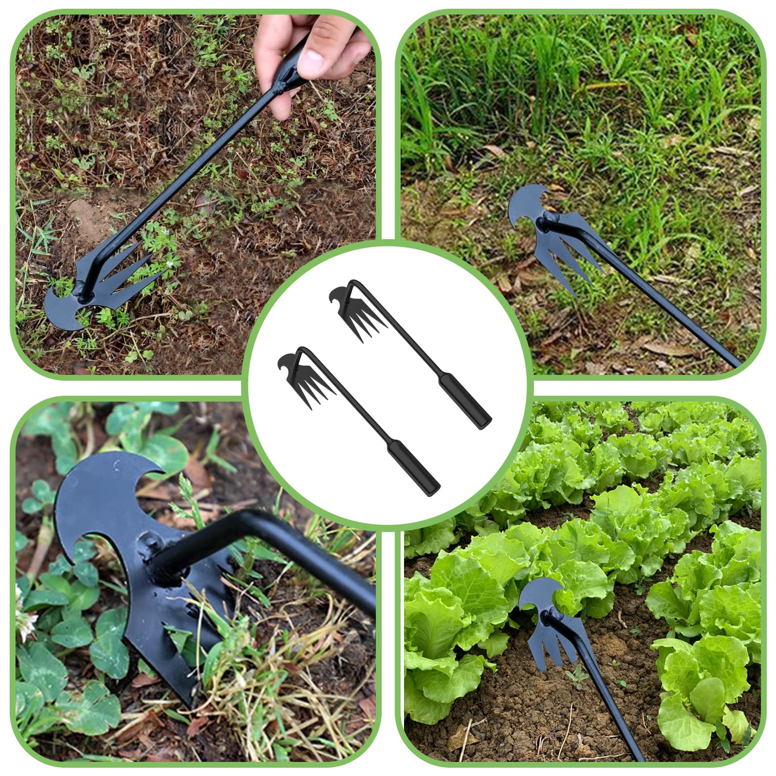 Weed Puller Tool Garden Weed Pulling Tool, 15.7 inches Portable 4 Teeth Garden Weeder Tool Uprooting Weeding Tool, Manganese Steel Forged Hand Weeder for Gardening Backyard Vegetable Farm Planting