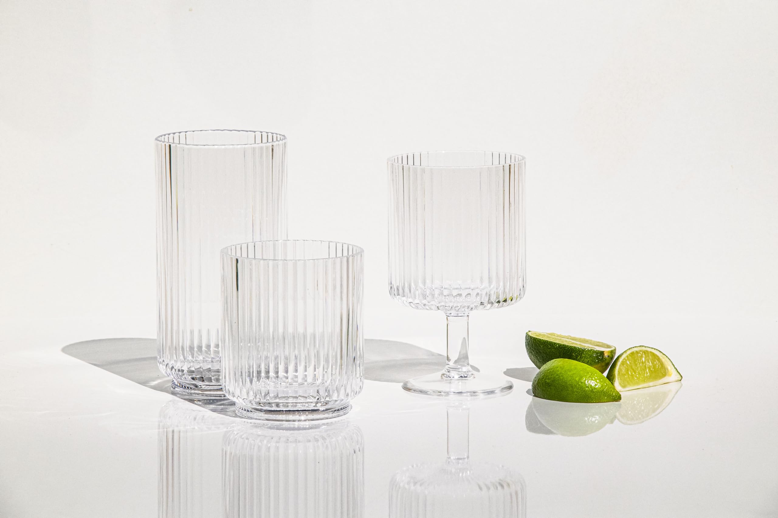 TarHong Mesa Premium Plastic Drinkware Tumbler/Double Old Fashioned, 15 Ounce, Clear, (Set of 6)