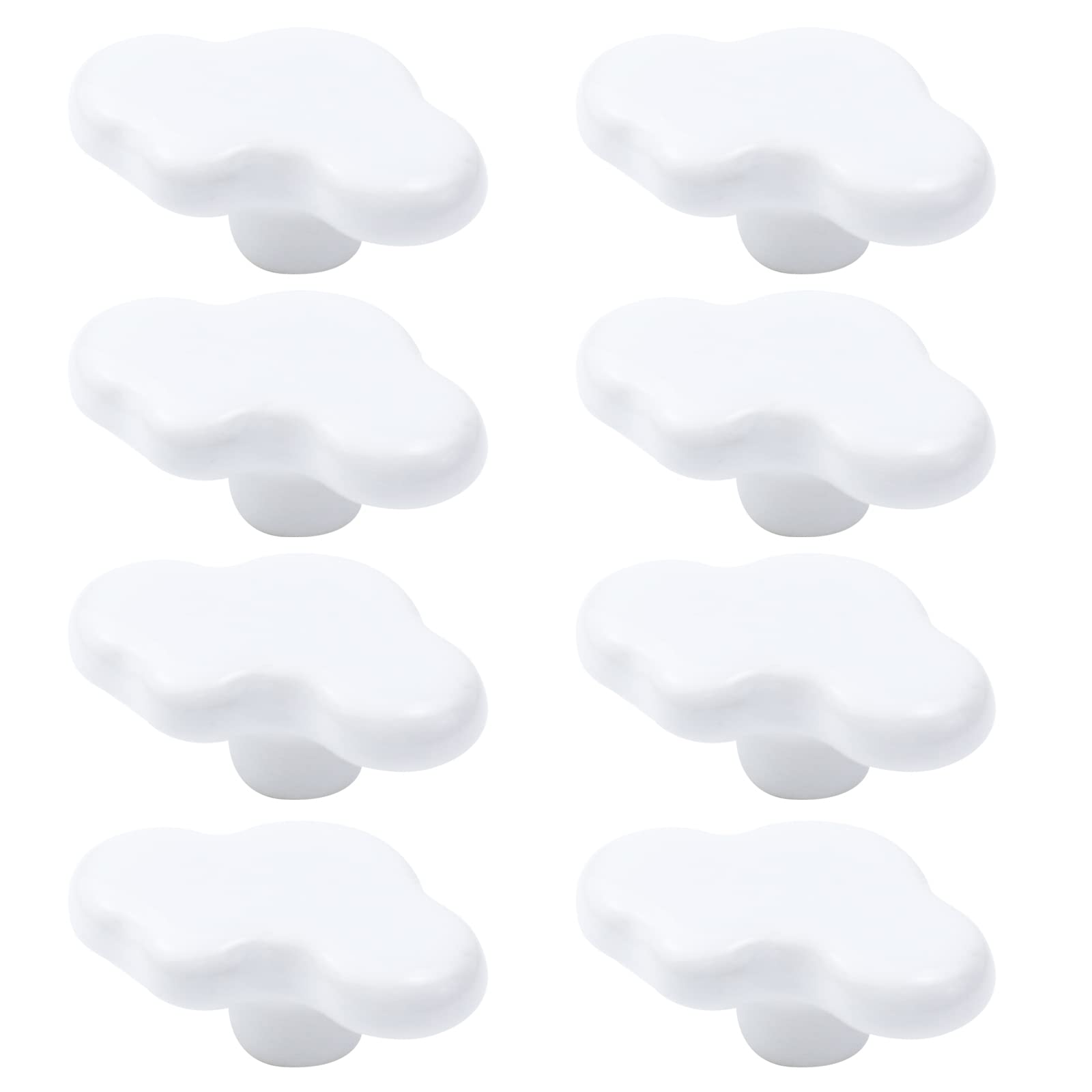 Tighall 3D Cloud Shape Ceramic Drawer Knobs Cabinet Handle pulls Dresser Knobs for Room Cabinets Closets Toy Organizer Box Bookcase 6pcs/Set (2", White)