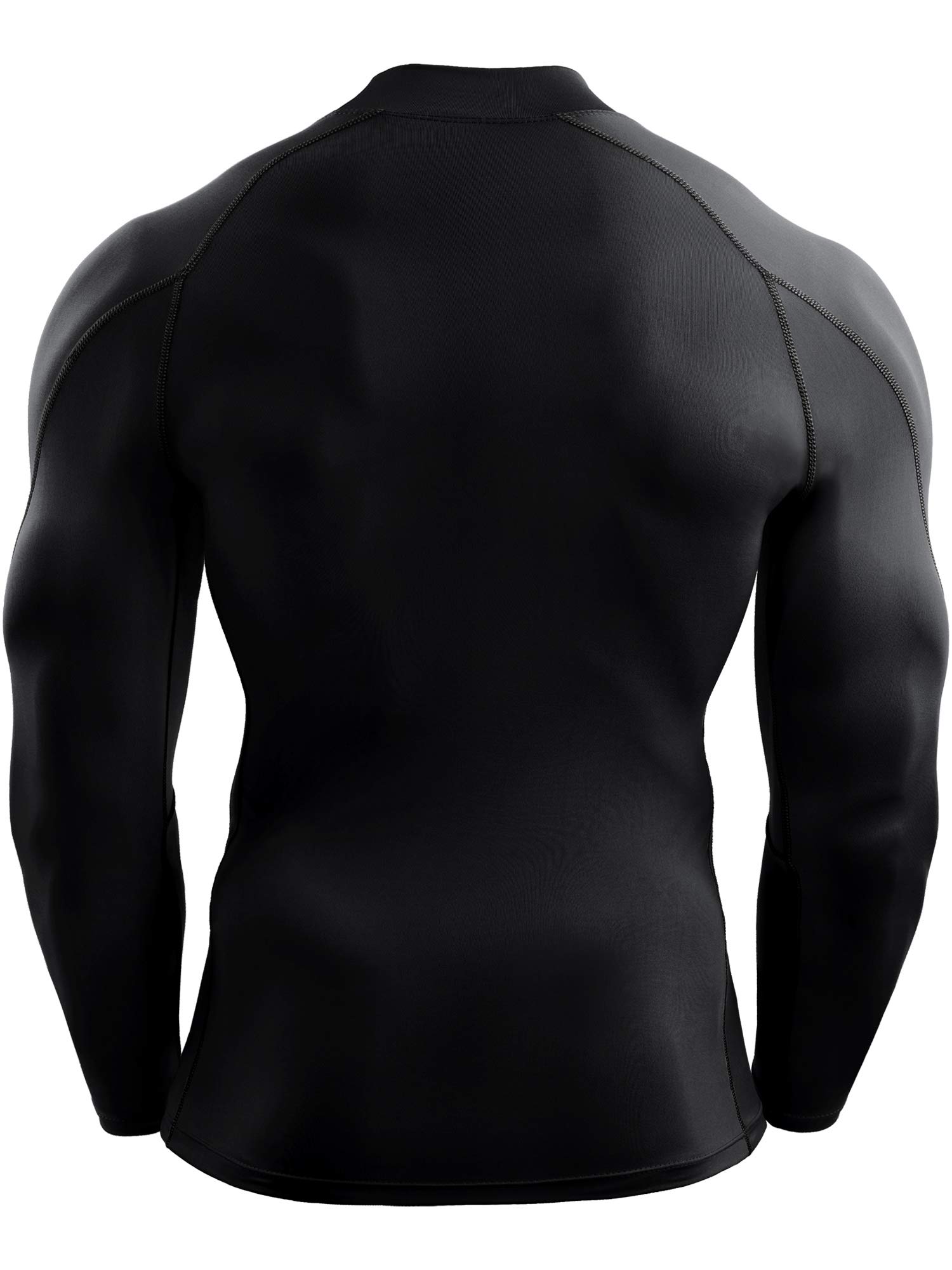 NELEUS Men's Compression Shirts Dry Fit Long Sleeve Mock Neck Shirts,3 Pack,5059,Black/Grey/Navy Blue,US S,EU M