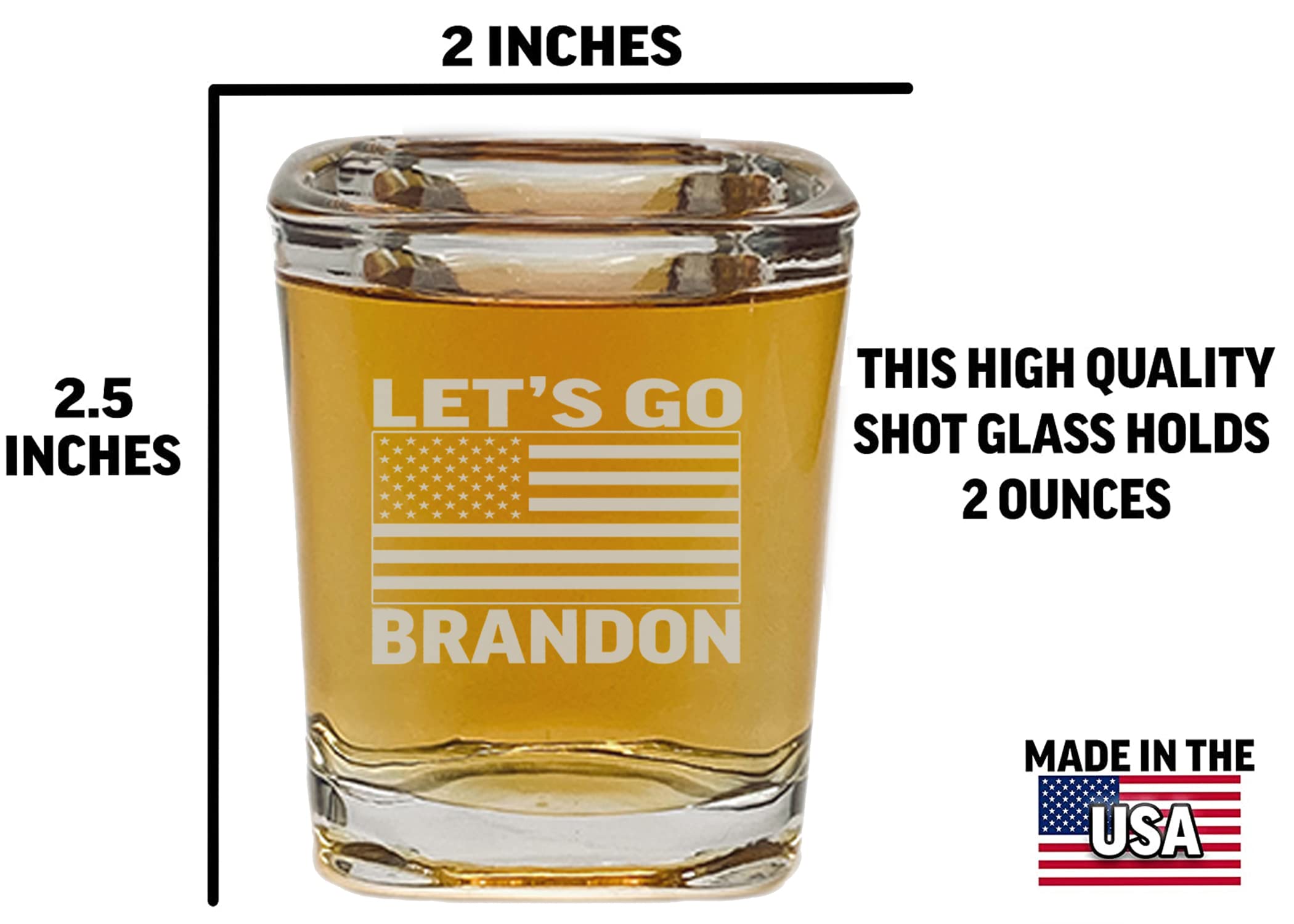 Square Funny Let's Go Brandon Shot Glass Gift For Republican or Conservative