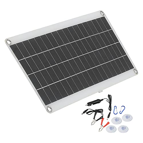 Yoidesu 20W 18V Solar Car Battery Charger, Portable Power Backup Kit Polycrystalline Solar Panel with Clip Adapter for Emergency/Advertising/Raffic Lights