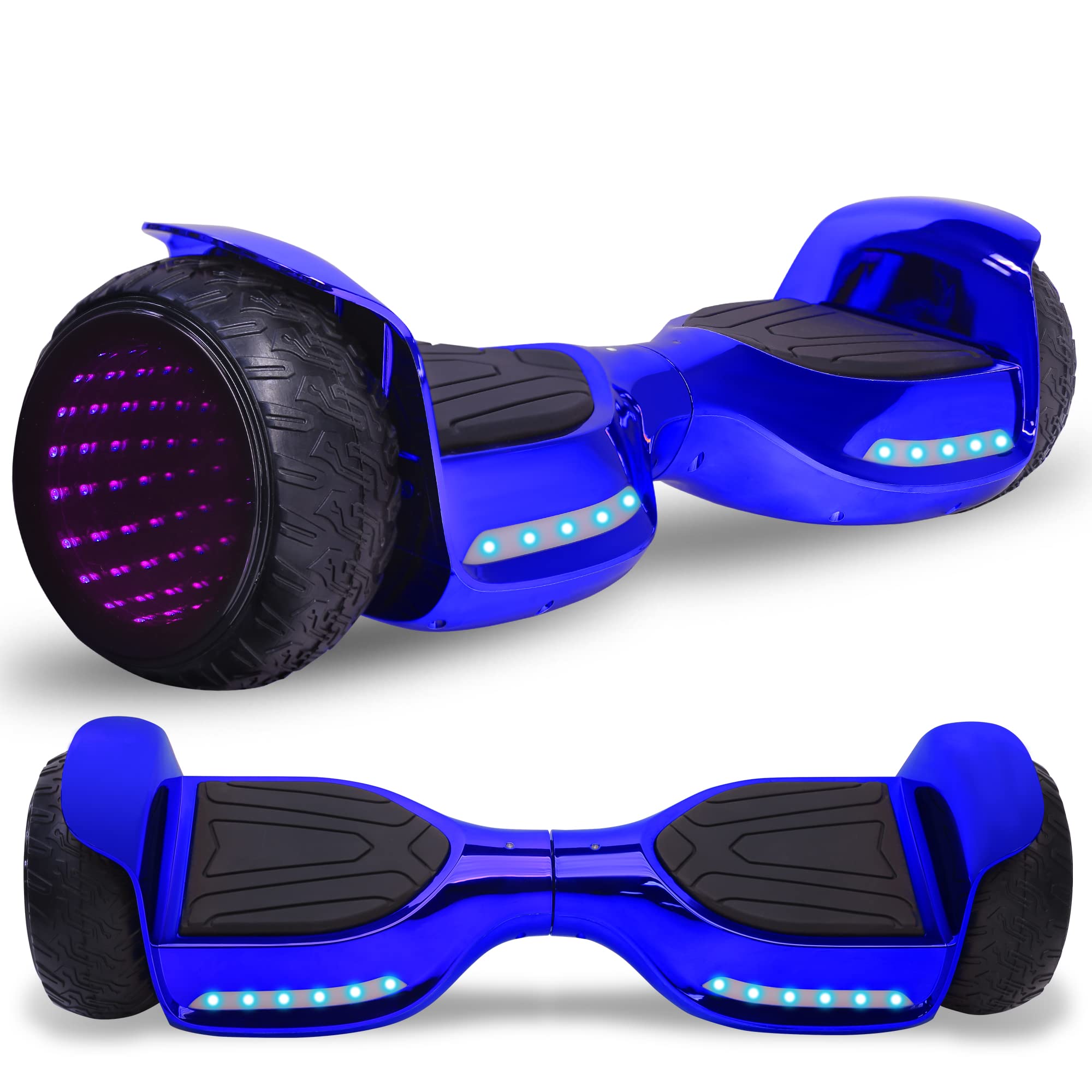 Newest Generation Electric Hoverboard Dual Motors Two Wheels Hoover Board Smart Self Balancing Scooter with Built-in Speaker LED Lights for Adults Kids Gift (Chrome Blue)