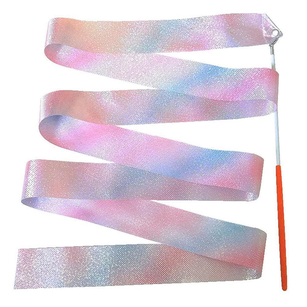 WBTY Ribbon, 2M/4M Long Rhythmic Gymnastics Ribbons, Dance Ribbon Streamer for Kids, Fits Dancer, Play, Baton Twirling, Gymnastics Party Gift(4M)
