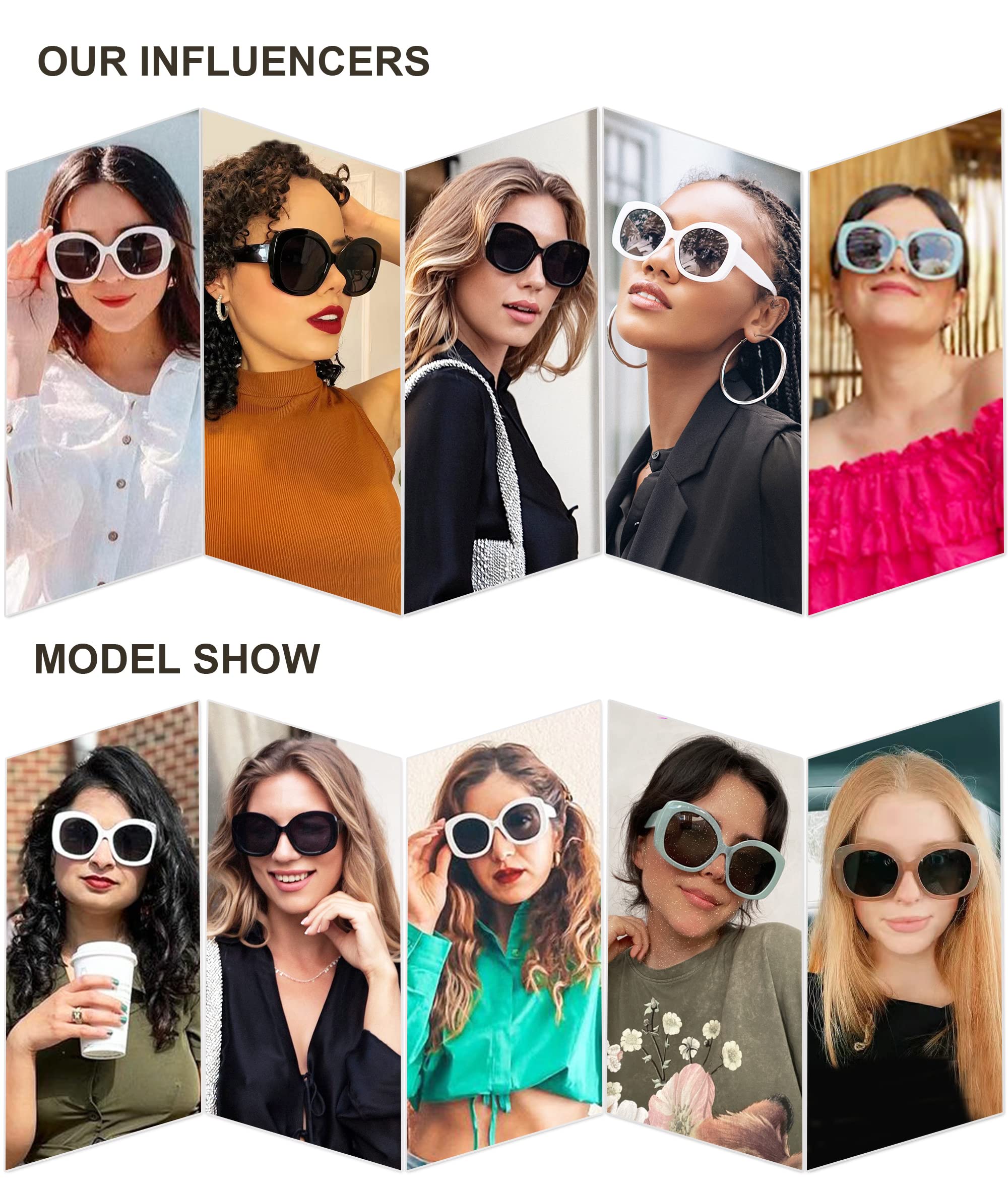 SOJOS Trendy Oversized Round Sunglasses Womens,Retro Stylish Shades Large Sunnies For Women SJ2212 White Frame Grey Lens