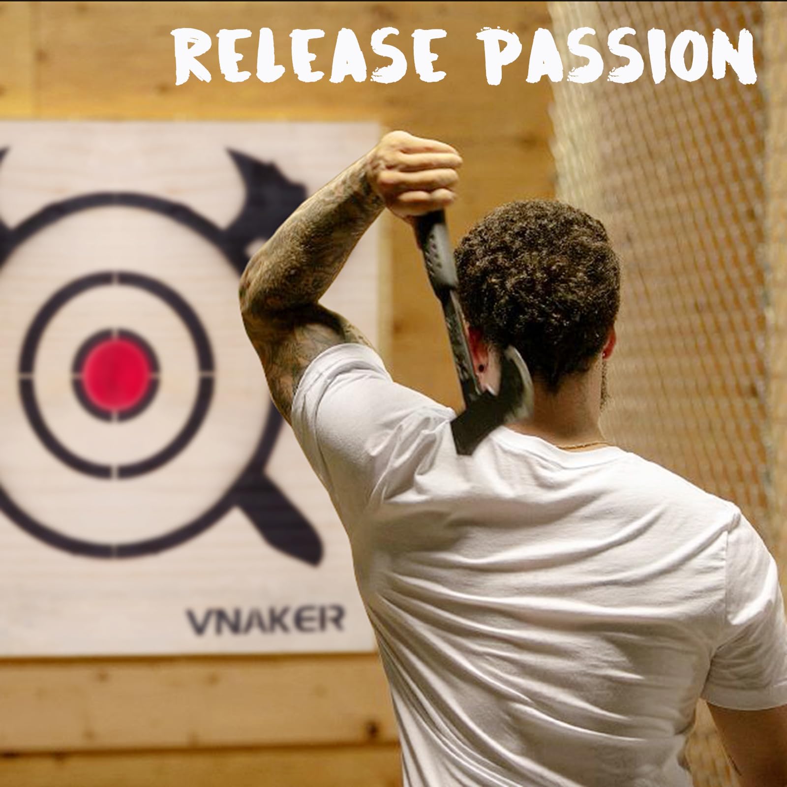 VNAKER Axe Throwing Wooden Target & Knife Throwing Wooden Target with Steel Chain