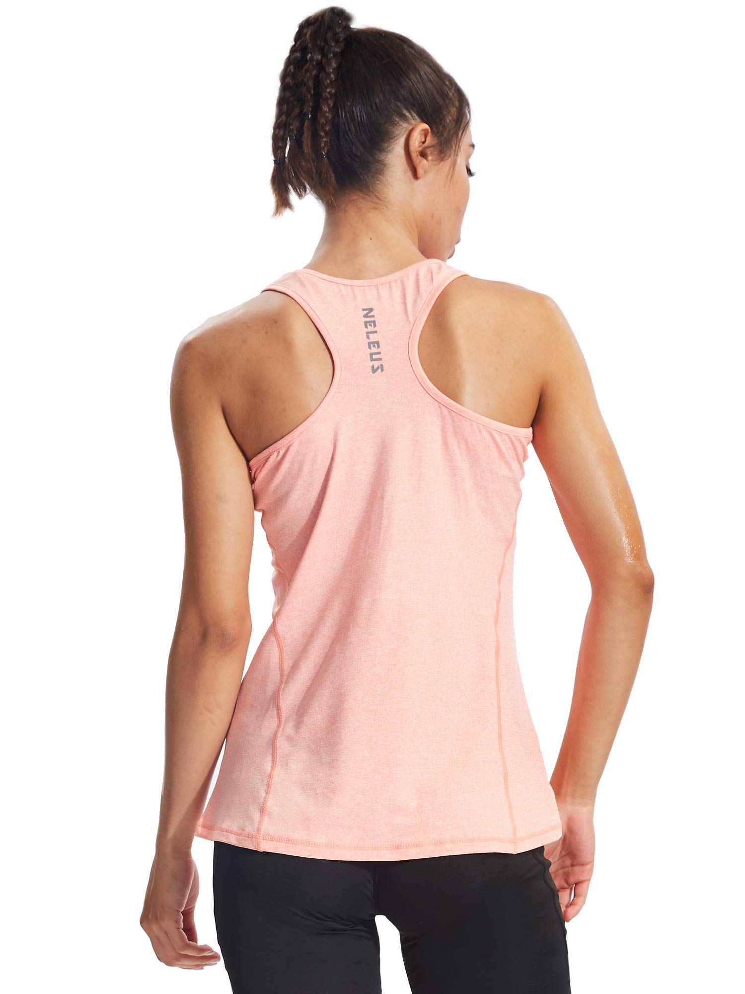 NELEUS Workout Running Racerback Long Tank Top for Women,8006,3 Pack,Pink,Purple,Light Green,L,EU XL