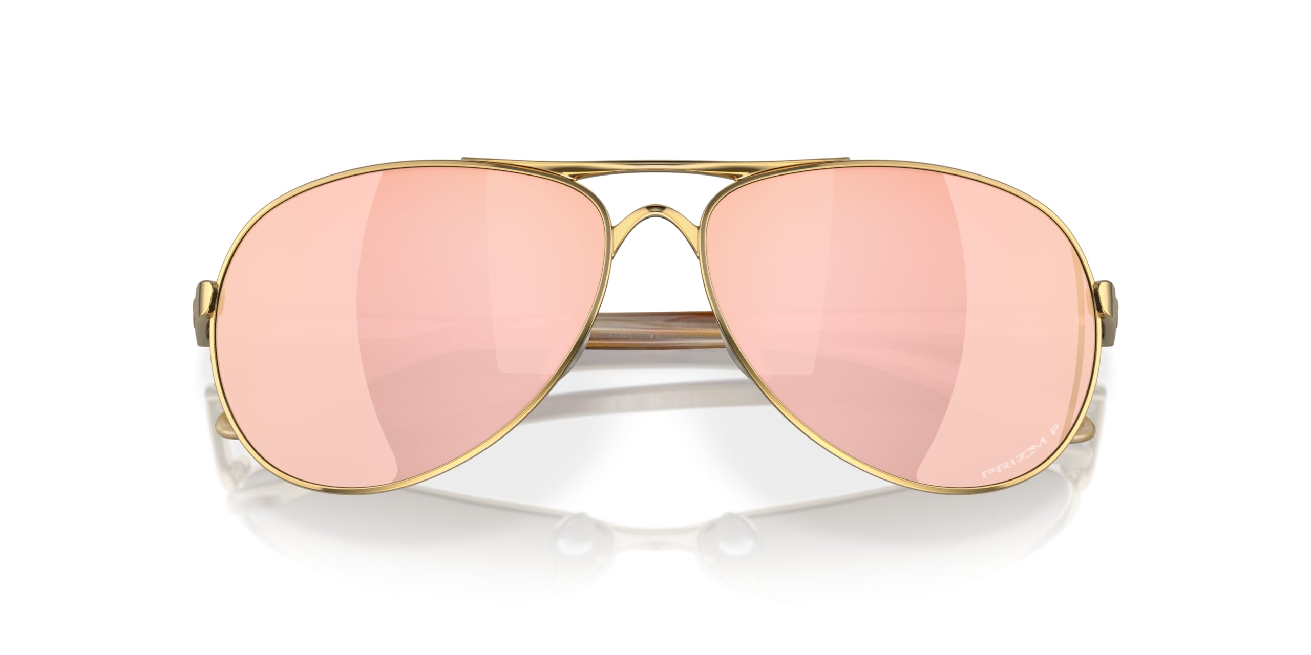 Oakley Women's OO4079 Feedback Aviator Sunglasses, Polished Gold/Prizm Rose Gold Polarized, 59 mm