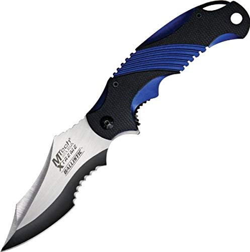 Master Cutlery MX-A801BL-MC MX-A801BL 5" Folder, Bi Matt Half Serrated Blade, Blue/Black Handle with Clip