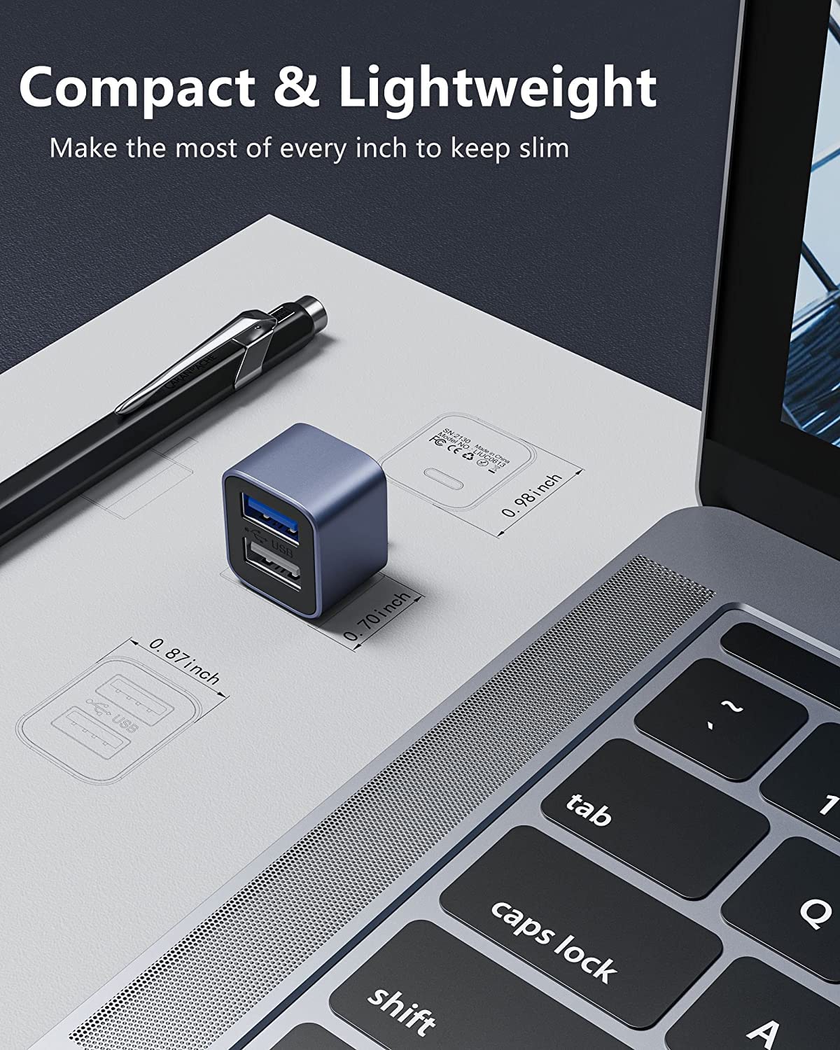 USB C to Dual Monitors Adapter to Dual 4K HDMI and USB C to USB A Adapter