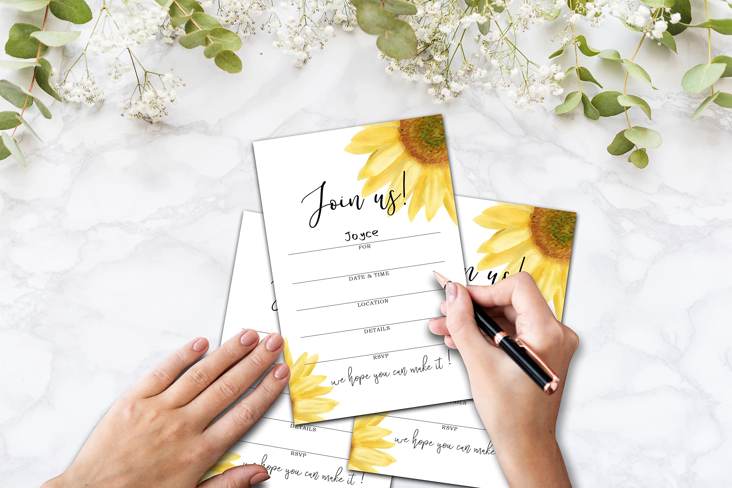 mermermu Baby Shower Engagement Invitation Set, 25 Fill in the Blank Cards and Matching Envelopes, 4 x 6 Inches