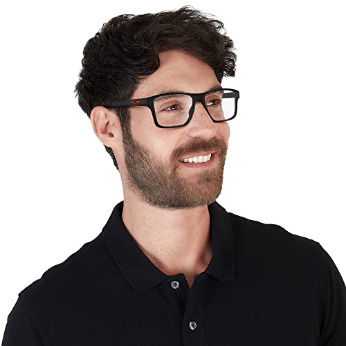 Oakley Men's Ox8143 Chamfer Squared Prescription Eyeglass Frames, Polished Black/Demo Lens, 54 mm