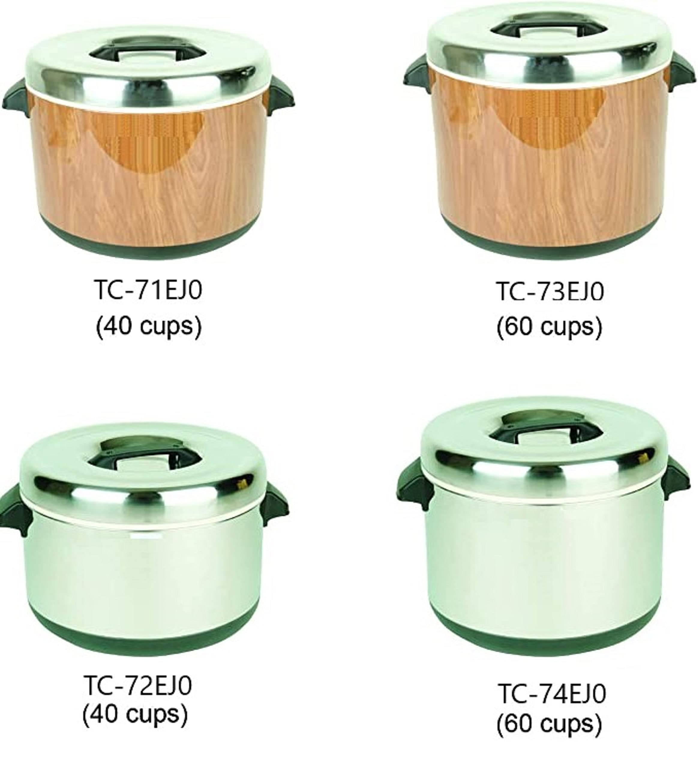 TrueCraftware- 40 Cups Insulated Sushi Rice Pot, Wood Grain Exterior, Stainless Steel Interior & Lid with Plastic Handle, Sushi Rice Mixing Tub