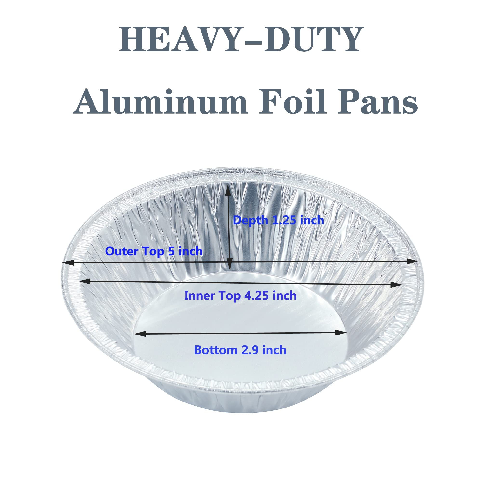 Waytiffer 50 Pack - Pie Pans 5 inch,Mini Pie Tins HEAVY-DUTY Disposable Aluminum Foil Tart/pie Pans for Baking Personal Mini Pies, Easily Stack & Store, Freeze & Reheat