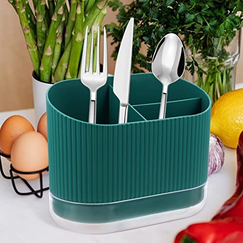 PATKAW Kitchen Utensils Kitchen Utensil Holder Countertop Utensil Organizer Desktop Chopstick Caddy 3 Compartment Flatware Basket Silverware Storage Container for Home Restaurant Utensils