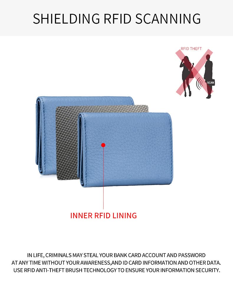 Small Mini Leather Wallet for Women with RFID Blocking Trifold Purse Credit Card Holder Coin Pocket (Grey),sdg283471760p409c444s843